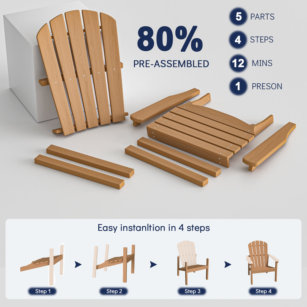 Cobiod Stackable Adirondack Chair Set of 2, HDPE All-Weather Patio Cha ...